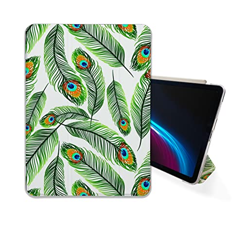 Cute Peacock Feather Art case Compatible with iPad Mini Air Pro 7.9 8.3 9.7 10.2 10.9 11 12.9 inch Pattern Cover New 2022 2021 Trifold Stand 3 4 5 6 7 8 9 Generation 483 (12.9 Pro 3/4/5 gen)