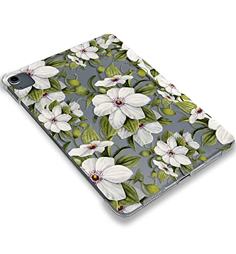 Kawaii White Flowers Cute Art case Compatible with iPad Mini Air Pro 7.9 8.3 9.7 10.2 10.9 11 12.9 inch Pattern Cover New 2022 2021 Trifold Stand 3 4 5 6 7 8 9 Generation 480 (10.9" Air 4)