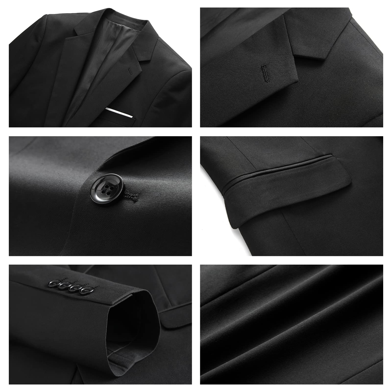 Men's Casual Slim Fit Suit Blazer Jacket One Button Lightweight Sport Coats Formal Dress Daily Business Suit Jacket Black