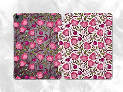 Kawaii Pink Flower Cute Berry case Compatible with iPad Mini Air Pro 7.9 8.3 9.7 10.2 10.9 11 12.9 inch Pattern Cover New 2022 2021 Trifold Stand 3 4 5 6 7 8 9 Generation 465 (11" Pro 1/2/3 gen)