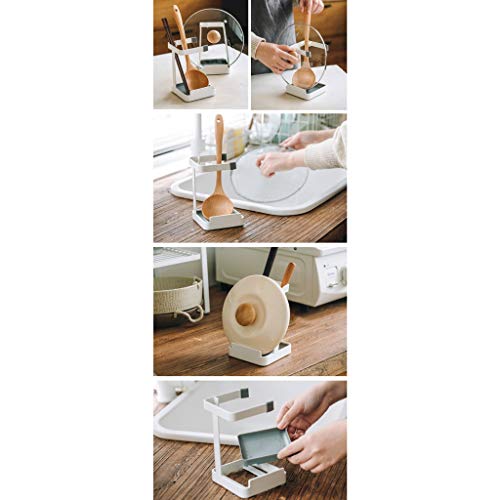 DRNKS Lid Rack Lid Racks for Kitchen Countertops, Sitting Racks for Pots, Racks for Soup Spoons with Water Tray Applicable to kitchen stove (Color : B)