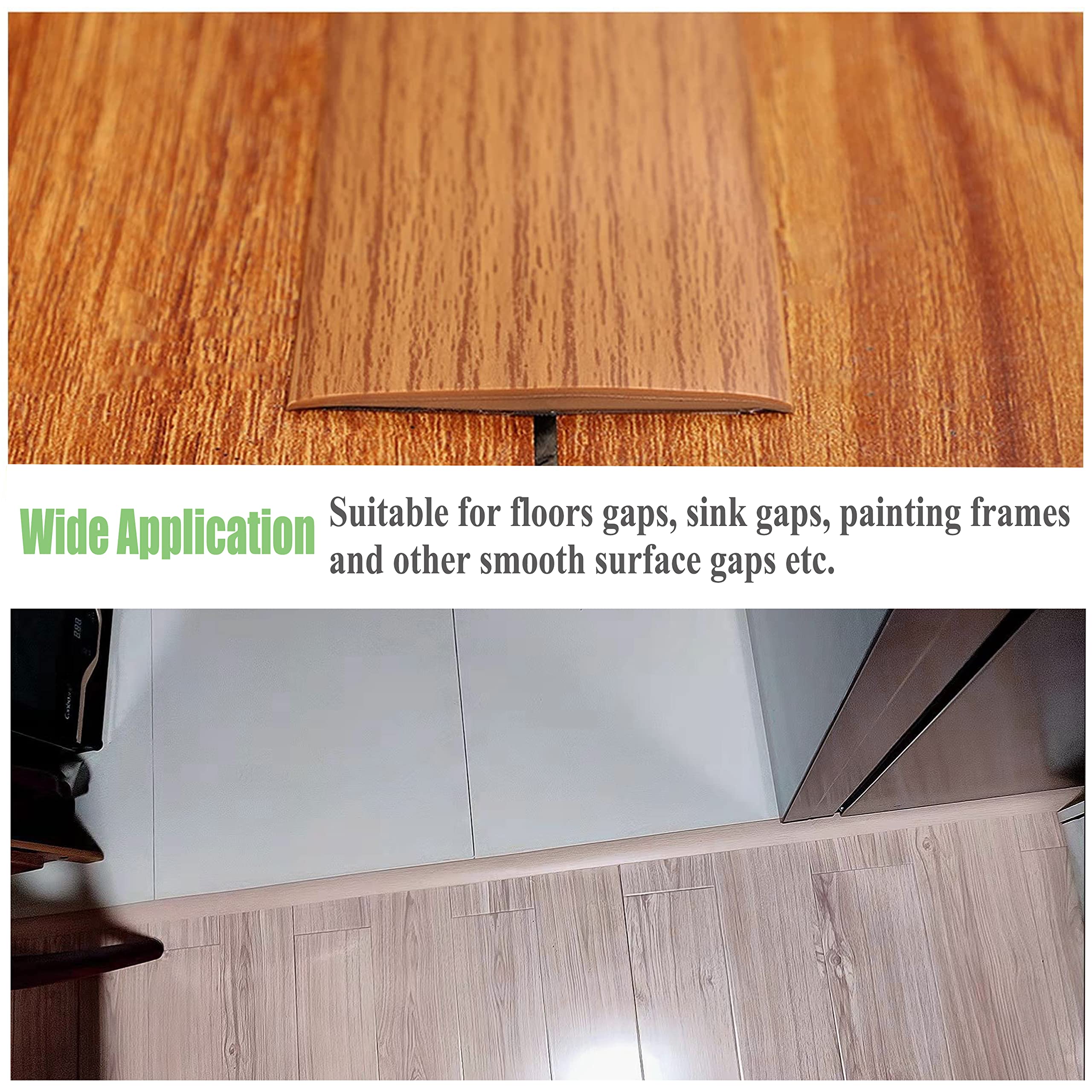 Self-Adhesive Floor Transition Strip - Cover Threshold Repair Gap Vinyl Flooring Transitions Laminate Flat Divider Minimalism Oak Wood Grain Design 6.6FT (4cm, Gray)