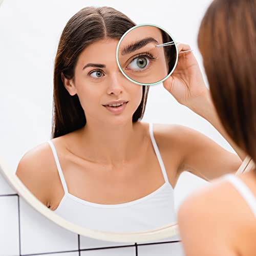 Funtopia Magnifying Mirror and Tweezers Kit, 10X and 20X Magnifying Makeup Mirrors with 2 Suction Cups, Compact Round Mirror Portable Magnifier Travel Set (Green)