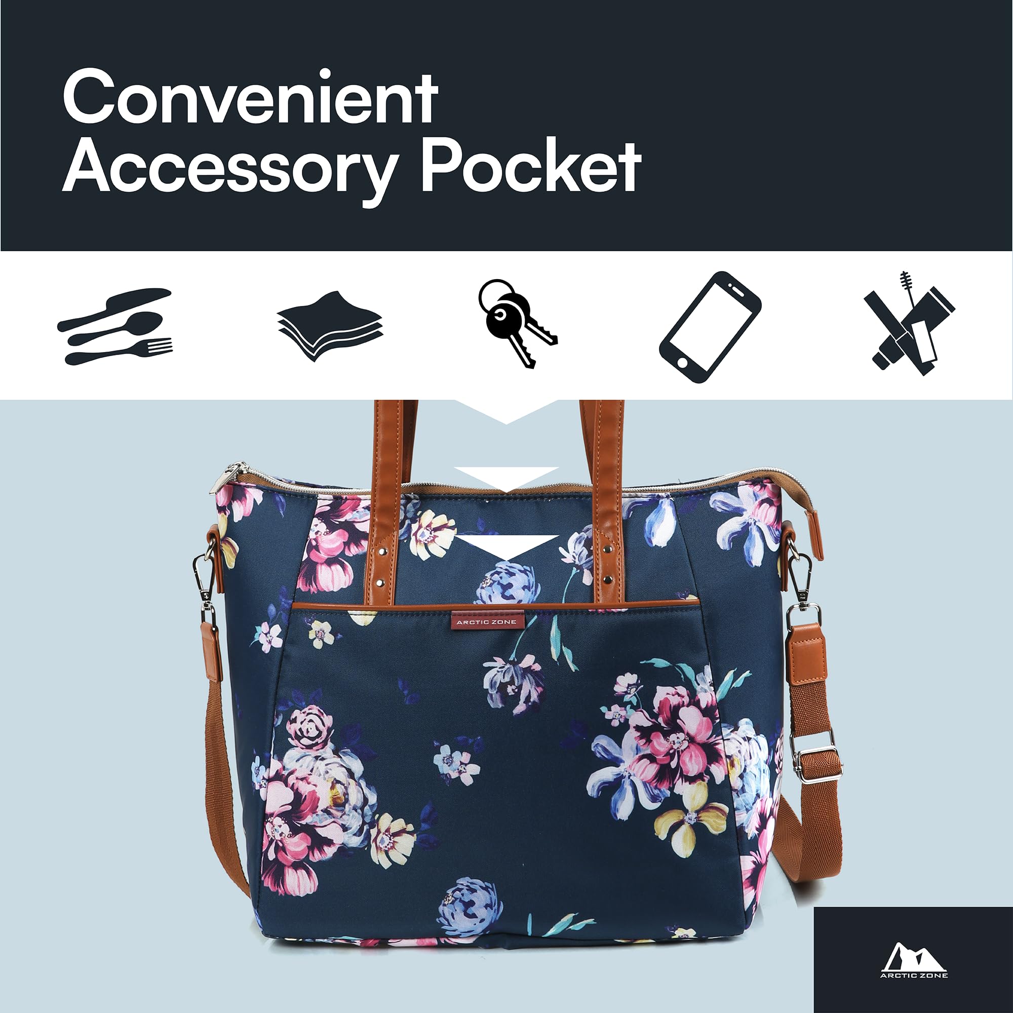 Arctic Zone Vienna Insulated Lunch Tote Bag for Women - Lunch Box Cooler Tote Bag - Millie Floral