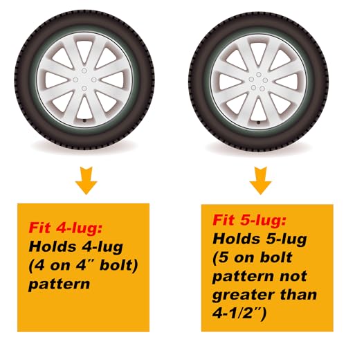 MaxxHaul 50214 Spare Tire Carrier Mount for Utility Boat Trailer Bracket Holds 4 Lugs (4 on 4" Bolt Pattern) and 5 Lugs (5 on 4-1/2" Bolt Pattern) Trailer Wheels