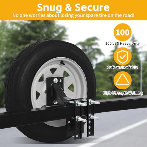 MaxxHaul 50214 Spare Tire Carrier Mount for Utility Boat Trailer Bracket Holds 4 Lugs (4 on 4" Bolt Pattern) and 5 Lugs (5 on 4-1/2" Bolt Pattern) Trailer Wheels