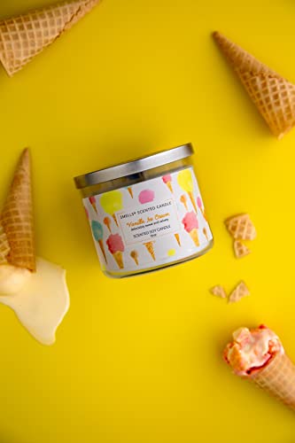 Smells - Premium Soy Wax Round Jar Scented Candle 16oz. - 100% Cotton 3-Wicks - Fragrance That Eliminates Home and Office Odors: Food, Pets, Smoke and Others (1-Pack, Vanilla Ice Cream)