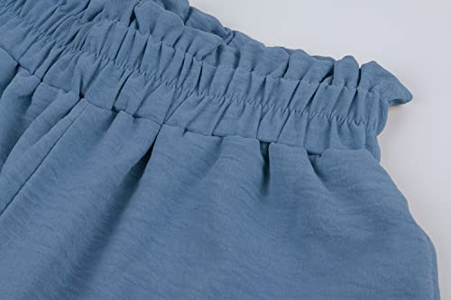 utcoco Women's Wide Leg Pants Elastic High Waisted Palazzo Flowy Pants for Women (XL, Blue Grey)