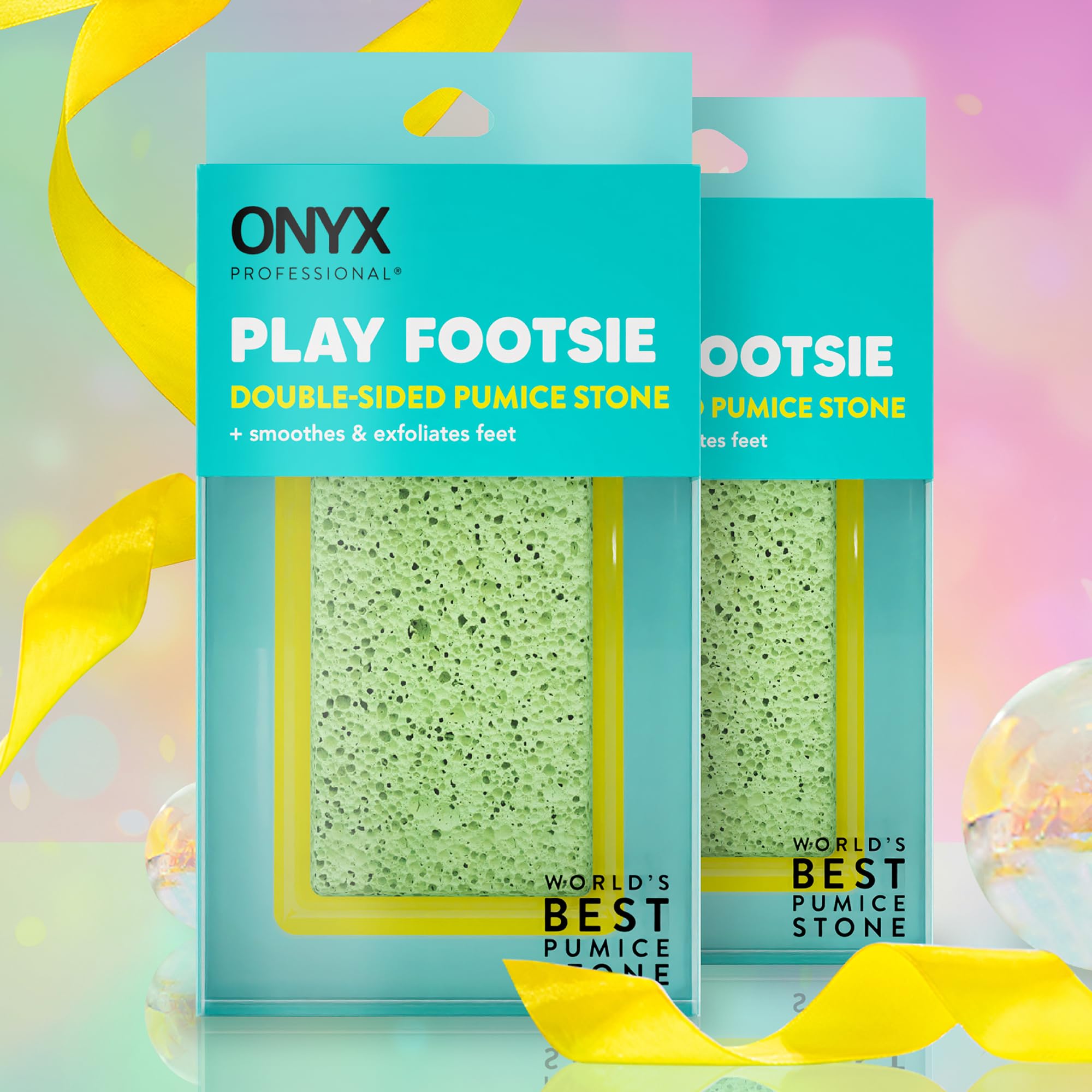 Onyx Professional 2 in 1 Pumice Stone, 100% Siliglass Callus Remover for Feet, Elbows, Knees, Dead Skin, Heels, Hands, Foot File Scrubber Exfoliator Removes Hard, Rough, Dry Skin (2 Pack)