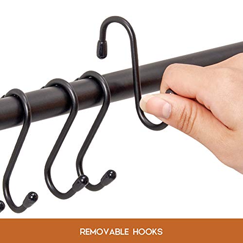 EZOWare Hanging Pot Lid Organizer Holder Rack with Drainboard Set, Includes 23.6 inch Kitchen Wall Mounted Rail Rod with 5 S Hooks for Utensils Pots Pans Lids - Black