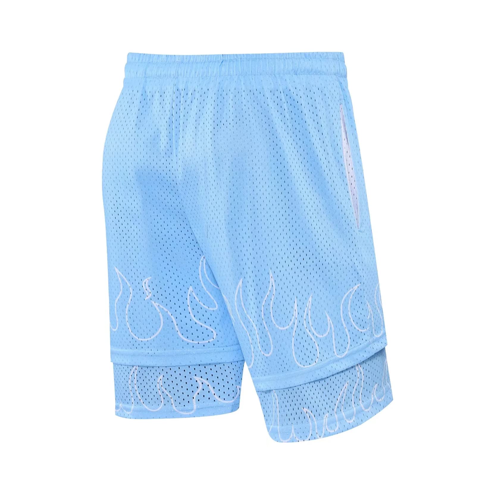BOOMLEMON Men's Basketball Shorts Gym Workout Athletic Running Shorts Mesh Graphic Print Casual Short Pants(Blue L)