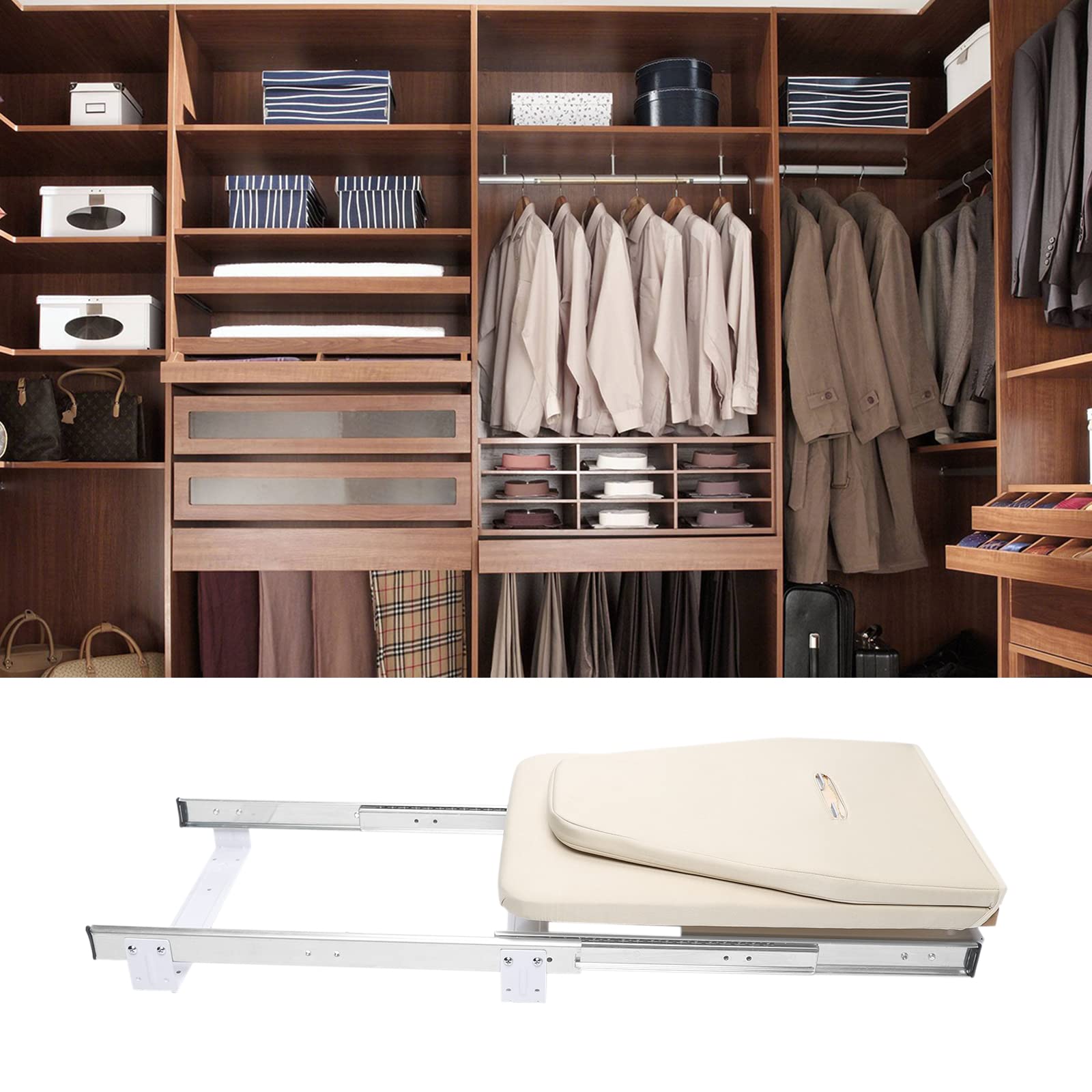 Pull Out Ironing Board 12” x 32” Retractable Hidden Ironing Board Closet Foldable Ironing Board with Heat-Resistant Ironing Board Cover