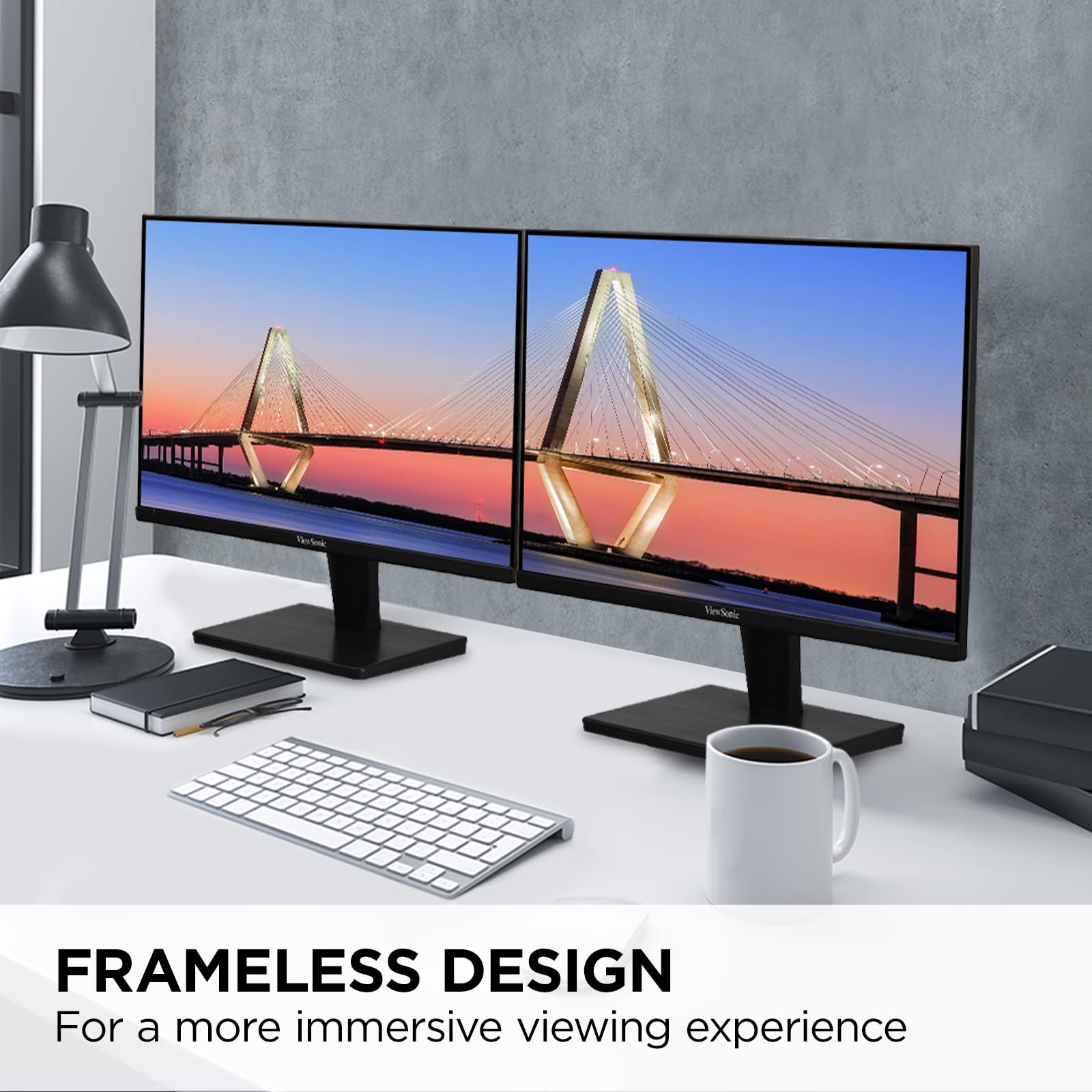 ViewSonic VS2447M 24 Inch 1080p Monitor with 100Hz, FreeSync, Thin Bezels, Eye Care, HDMI, VGA Inputs for Home and Office