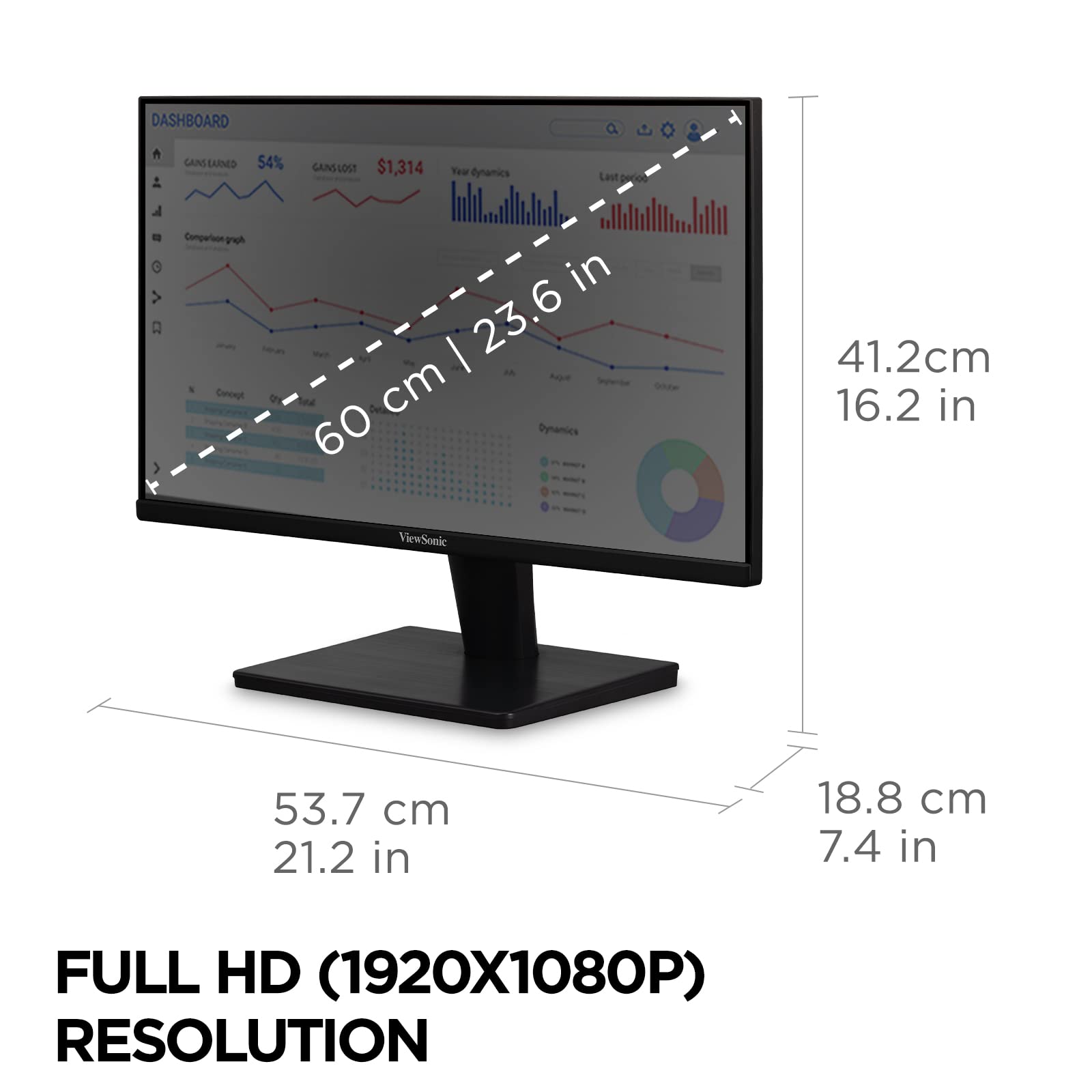 ViewSonic VS2447M 24 Inch 1080p Monitor with 100Hz, FreeSync, Thin Bezels, Eye Care, HDMI, VGA Inputs for Home and Office