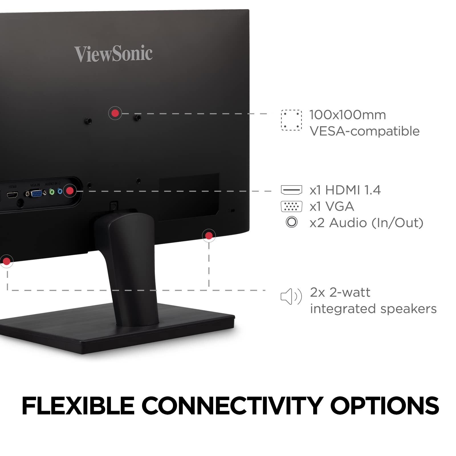 ViewSonic VS2447M 24 Inch 1080p Monitor with 100Hz, FreeSync, Thin Bezels, Eye Care, HDMI, VGA Inputs for Home and Office