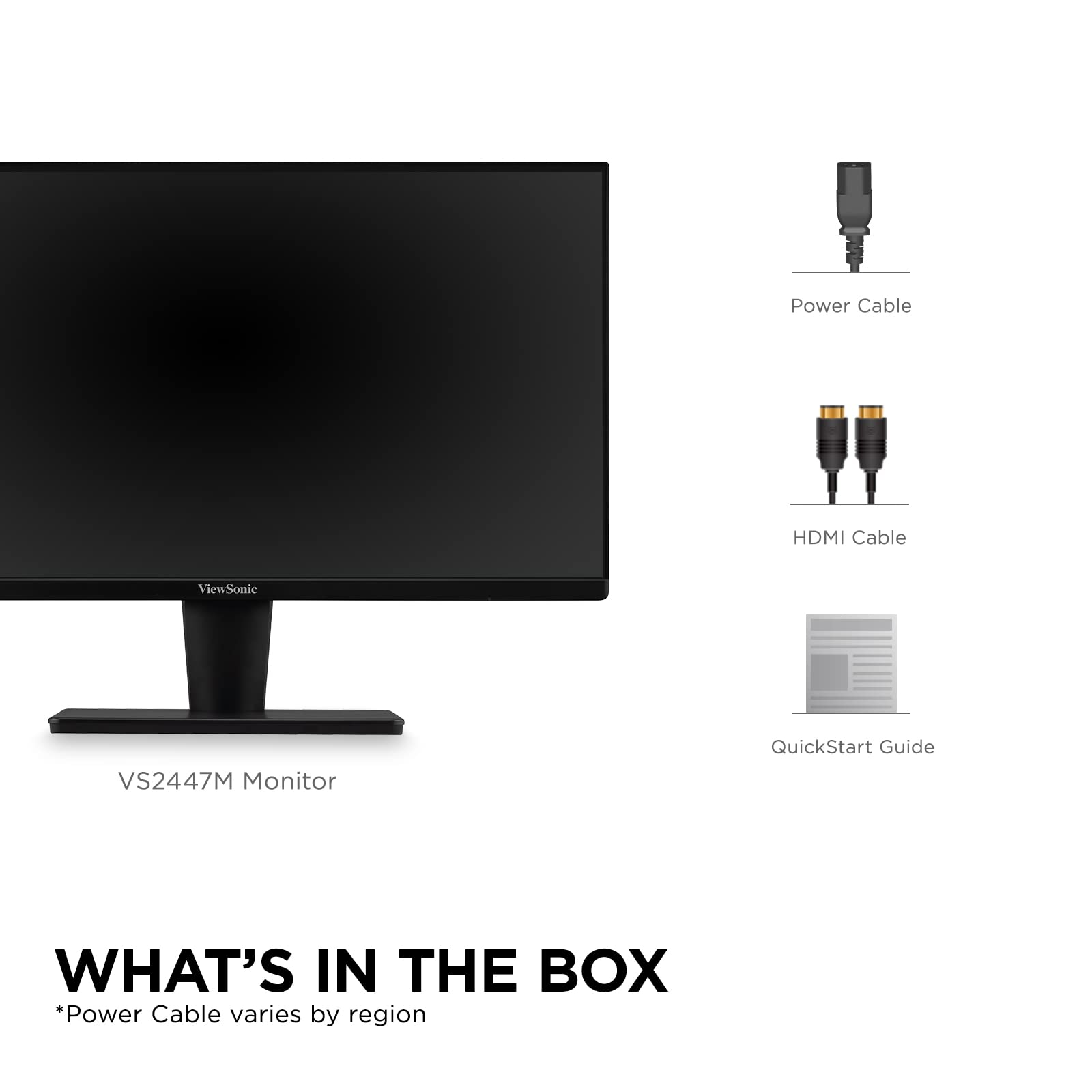 ViewSonic VS2447M 24 Inch 1080p Monitor with 100Hz, FreeSync, Thin Bezels, Eye Care, HDMI, VGA Inputs for Home and Office