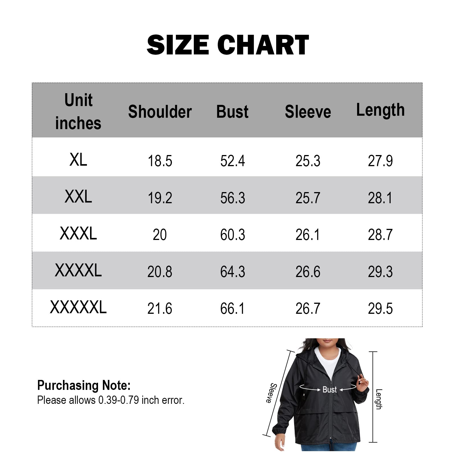American Trends Plus Size Women Rain Coats Lightweight Waterproof Outdoor Rain Jacket Hooded Packable Windbreaker Jacket for Women A Black 3XL