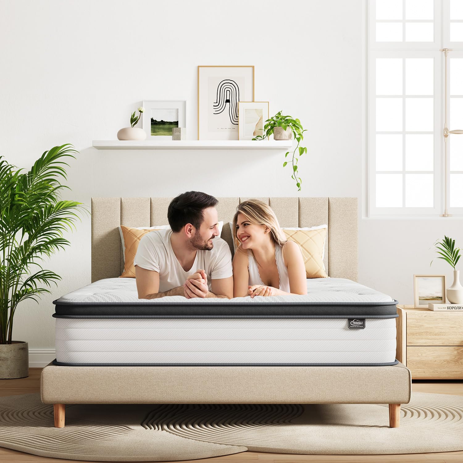 TeQsli Queen Mattress, 12 Inch Memory Foam Innerspring Hybrid Mattress in a Box