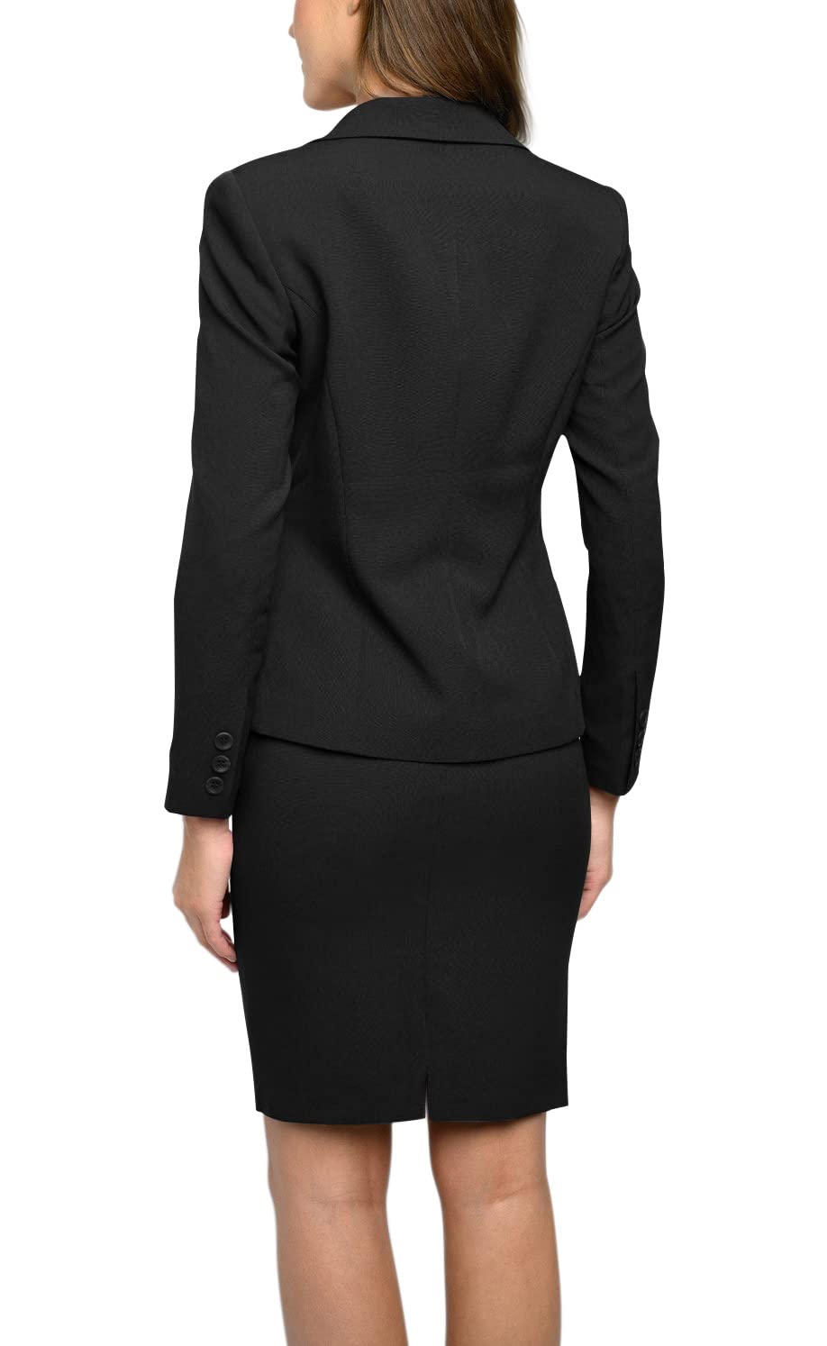 Women's 2 Piece Skirt Suit Set Business Blazer Jacket and Pencil Skirt Black