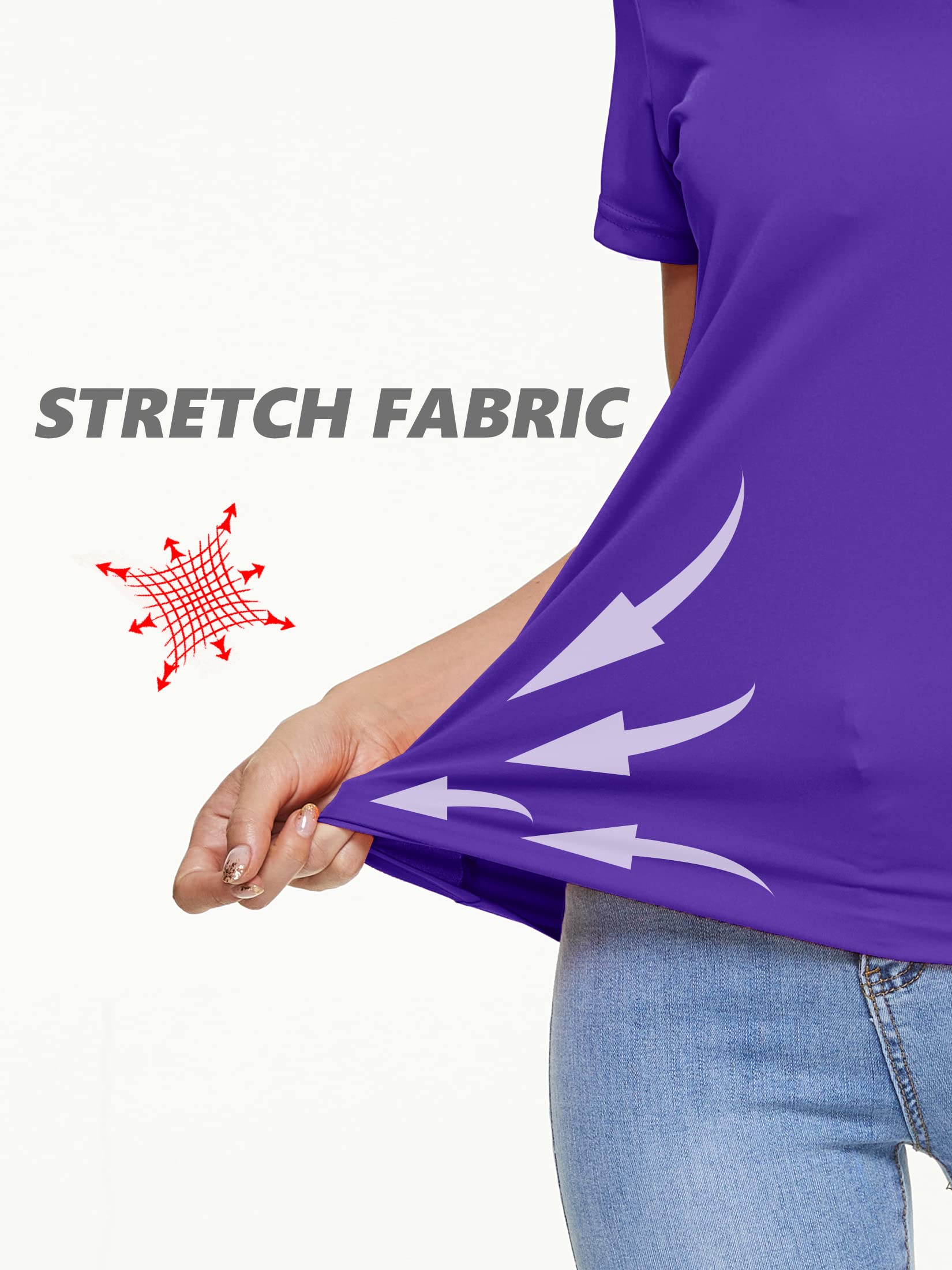 TACVASEN Womens Short Sleeve Shirts Athletic Workout Tops UPF 50+ Rash Guard Running Crew Neck Summer T-Shirts, Purple, M