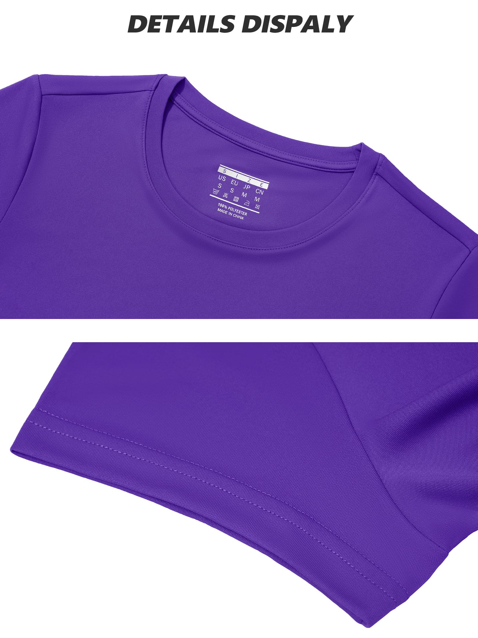 TACVASEN Womens Short Sleeve Shirts Athletic Workout Tops UPF 50+ Rash Guard Running Crew Neck Summer T-Shirts, Purple, M