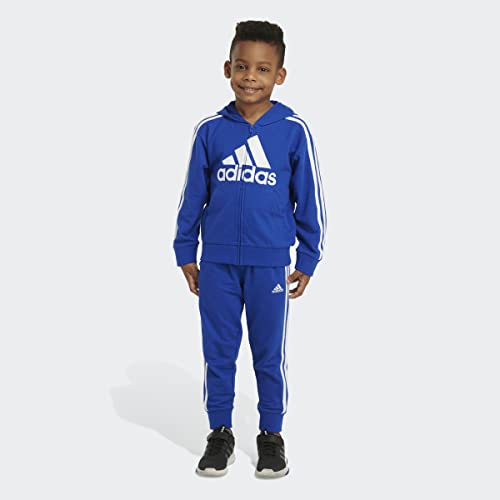 adidas Boys Zip Front French Terry Hooded Jacket and Joggers Set, Team Royal Blue, 18 Months