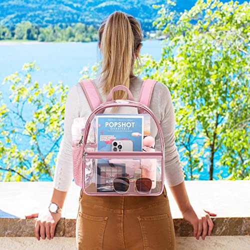 Mossio Clear Bags for Women, Clear Mini Backpack Stadium Approved with Wider Shoulder Straps Rose Gold
