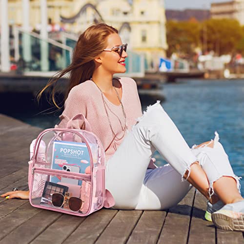 Mossio Clear Bags for Women, Clear Mini Backpack Stadium Approved with Wider Shoulder Straps Rose Gold