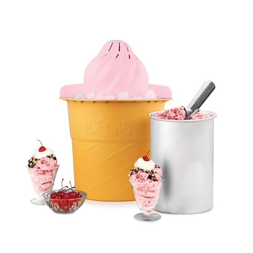 Nostalgia Electric Ice Cream Maker - Old Fashioned Soft Serve Ice Cream Machine Makes Frozen Yogurt or Gelato in Minutes - Fun Kitchen Appliance - Pink - 4 Quart