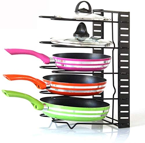 DRNKS Pan Pot Clips Multi Double Layers Household Kitchen Door Back Iron Storage Rack Pan Lids Holders Nail Pot Lid Rack Storage Lid And Spoon Rack-Pot Lid Pan Storage Rack Applicable to kitchen stove