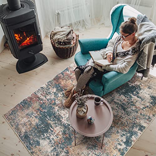 Area Rug Living Room Rugs: 8x10 Indoor Soft Fluffy Rug Abstract Carpet for Bedroom Kitchen Dining Room Floor Washable Plush Throw Large Accent Rug Home Office Nursery Decor - Multi
