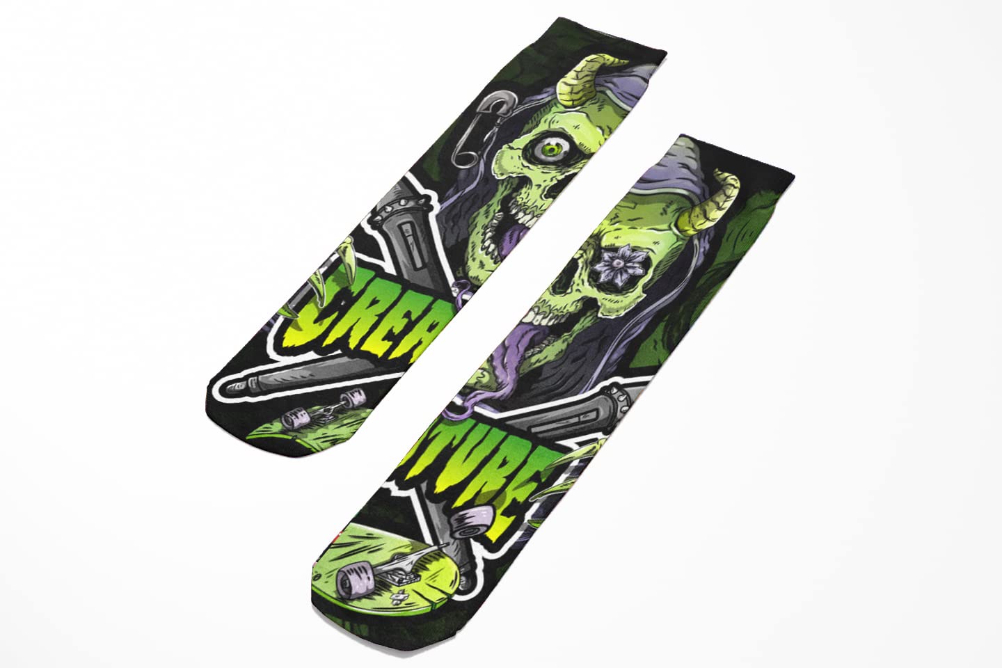 ARIYIDA Unisex Funny Crazy Color 3D Puzzle Stripe Food Pattern Athletic Sports Crew Tube Socks (Skeleton)