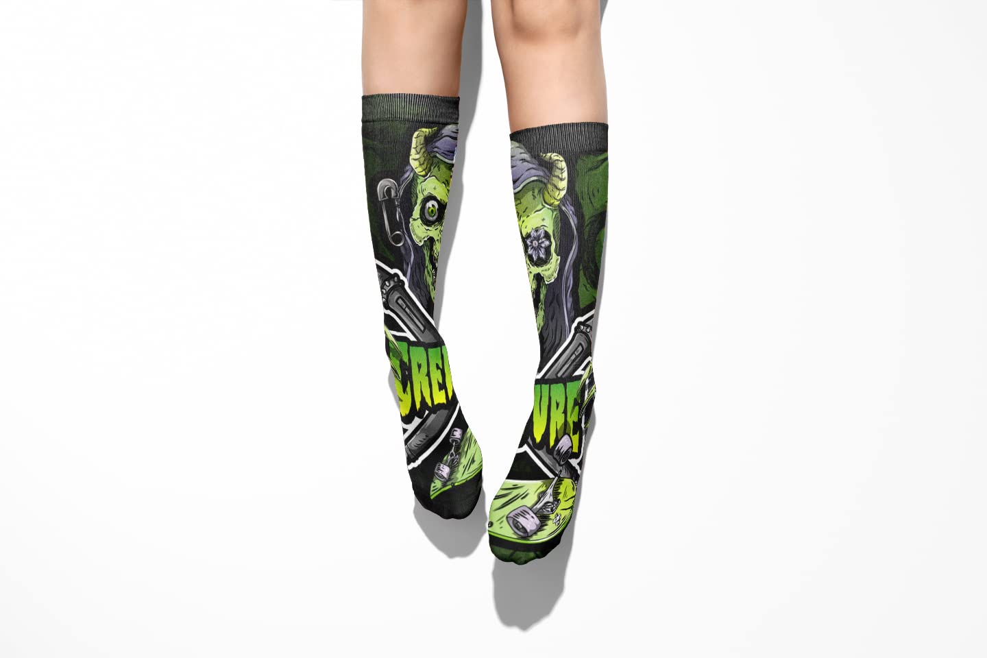 ARIYIDA Unisex Funny Crazy Color 3D Puzzle Stripe Food Pattern Athletic Sports Crew Tube Socks (Skeleton)