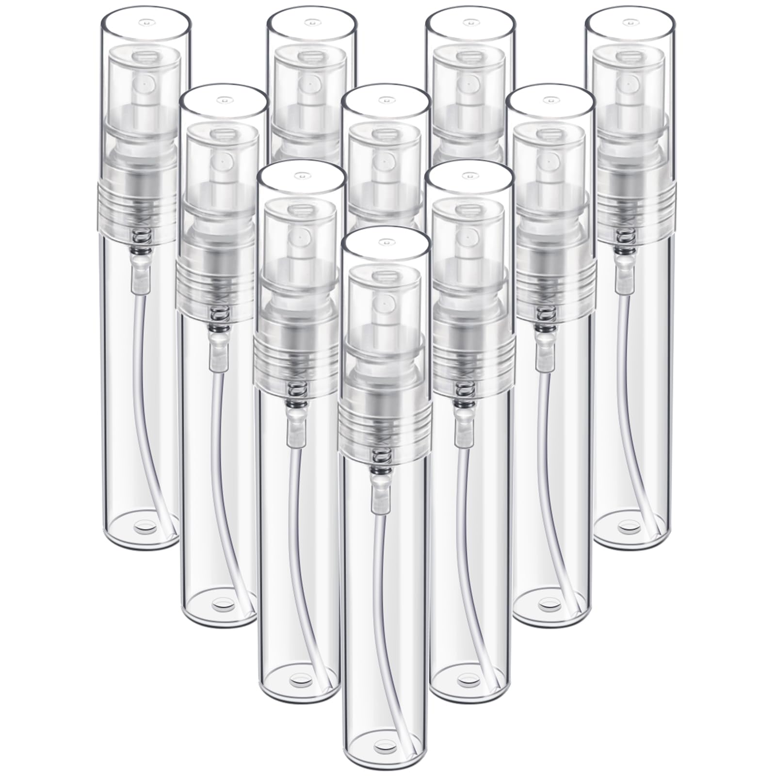 Fandamei Mini Spray Bottle, 10 Pack 5ml Mini Plastic Spray Bottle Empty, Fine Mist Refillable Mini Perfume Bottle, Perfume Atomizer, Small Sample Containers, Plastic Portable Travel Bottle, Clear