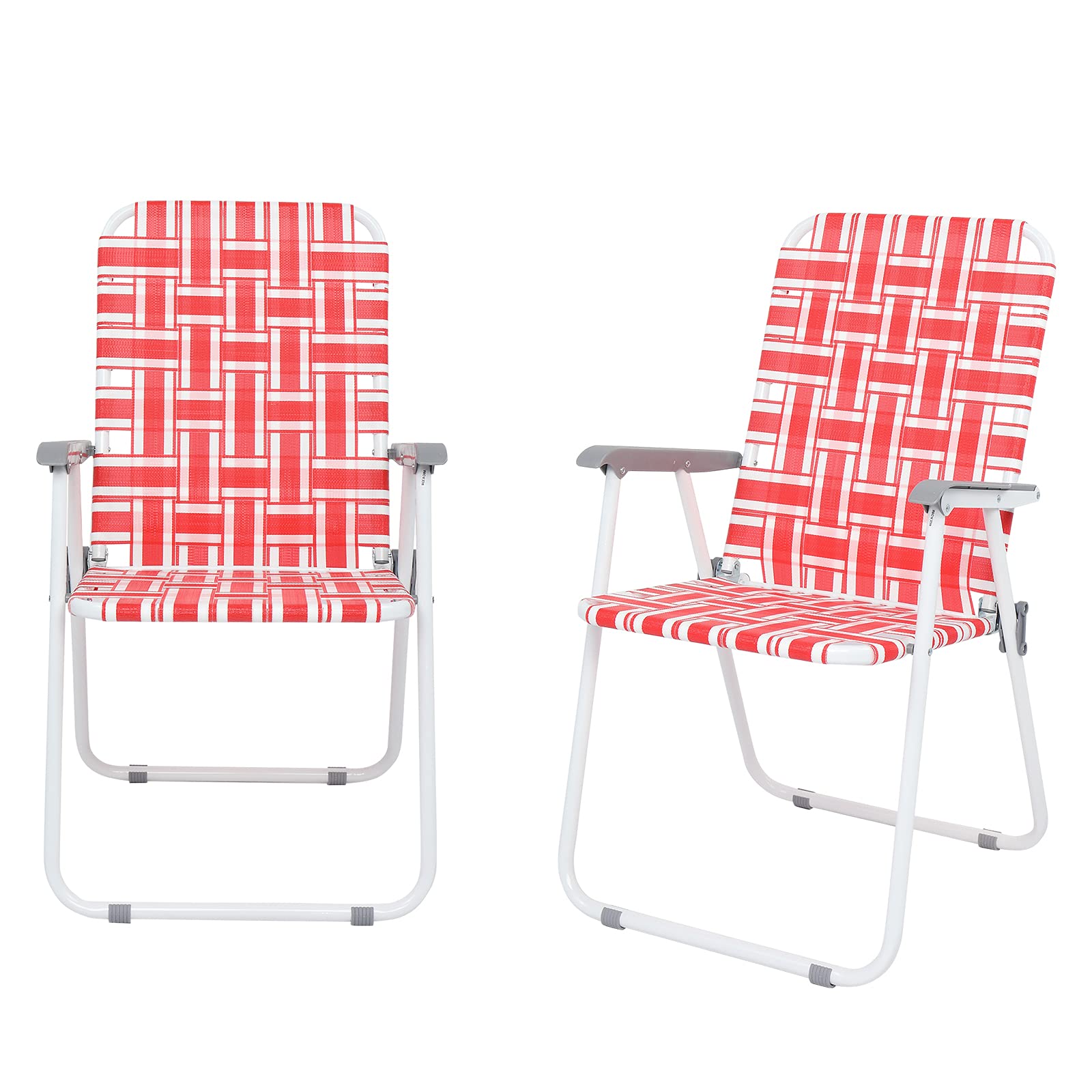Patio Camping Lawn Chairs Folding Set of 2,Outdoor Webbed Beach Chair for Adults,Heavy Duty Lounge Yard Chairs