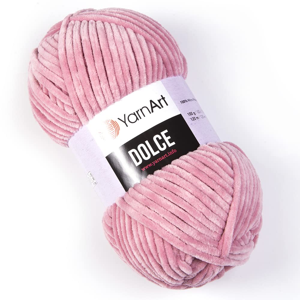 Yarn Art Dolce Yarn 100% MicroPolyester Velvet Blanket Amigurumi Super Bulky :6 Baby Chenille Yarn (1 Skein, 769-DARK Pink)
