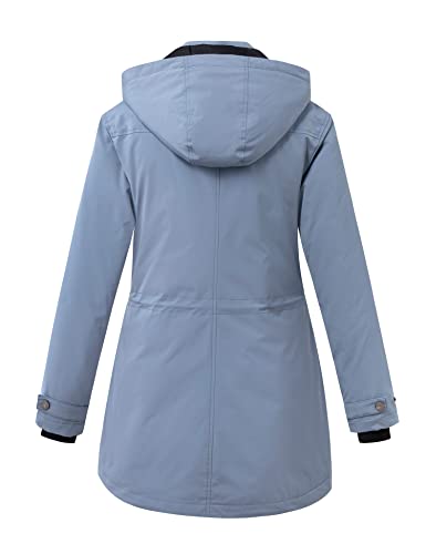 WenVen Women's Winter Puffy Coat Warm Thick Outerwear with Removable Hood(Blue, Large)