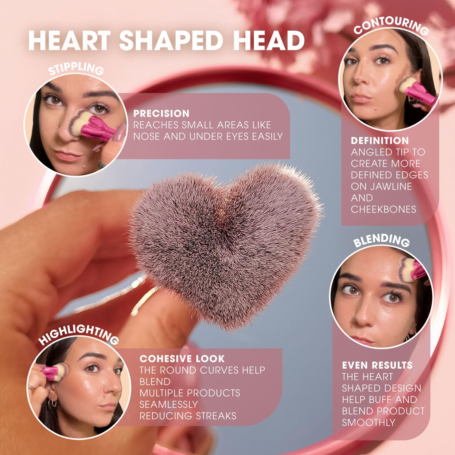Blending Liquid Makeup Foundation Brush - Kabuki Contour Brush, Face Buffing Brush With Pro Quality Synthetic Dense Bristles For Stippling Mineral Cream, Powder, Blush