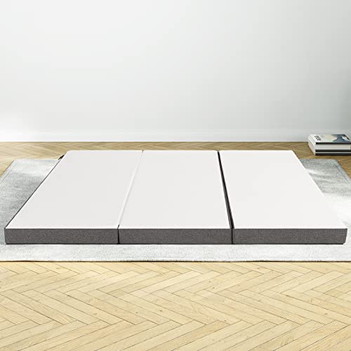 Molblly Tri-Folding Portable Trifold Mattress Topper with Washable Cover, Memory Form, Non-Slip Bottom Camping Mattress Guest Bed - (Queen Size) - 78"x58"x4", 4 inch