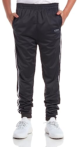 iXtreme Boys’ Sweatpants – 4 Pack Active Tricot Jogger Track Pants with Pockets – Performance Sweatpants for Boys (8-20), Size 10/12, Black/Dark Grey/Navy/Royal