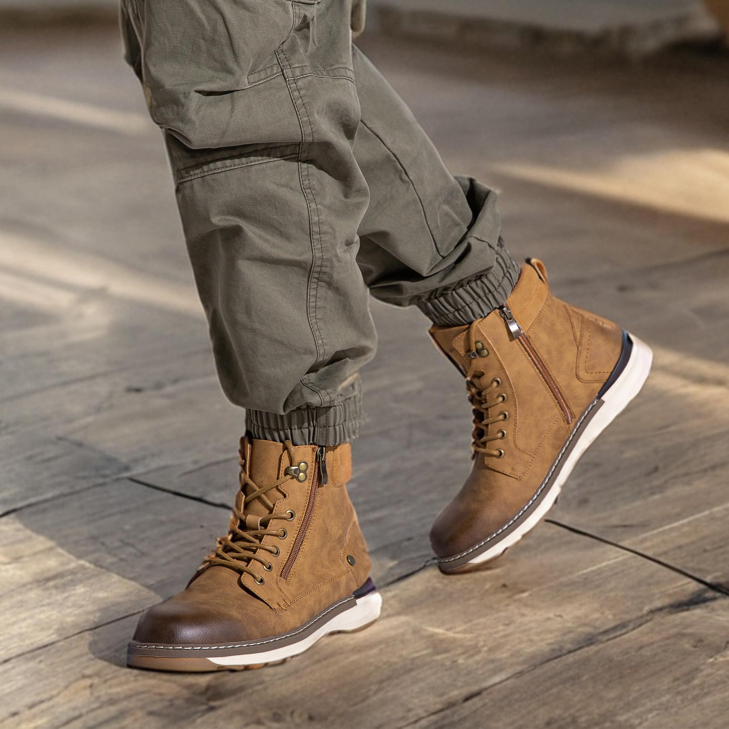 Vostey Boots for Men Comfortable Casual Chukka Mens boot(BMY8051 brown 10)