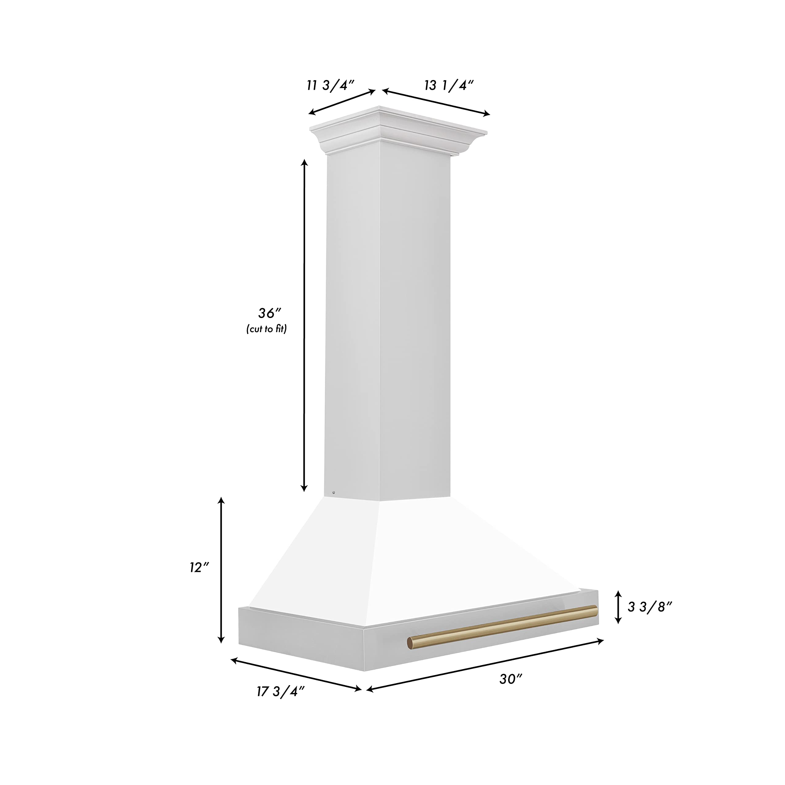 ZLINE 30" Autograph Edition Stainless Steel Range Hood with White Matte Shell and Champagne Bronze Accents
