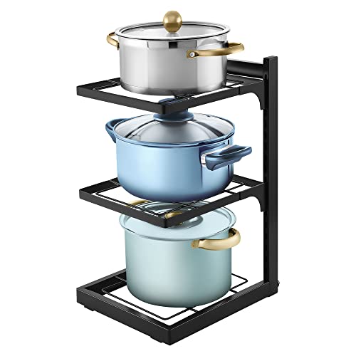 KES Pots and Pans Organizer Adjustable Pot Rack Metal Pan Holder, Heavy Duty Cookware Organizer Pot Rack Organizer Pot Storage Matte Black, KUR510-BK