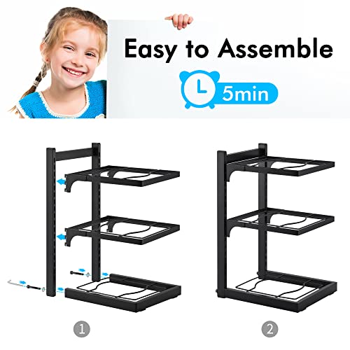 KES Pots and Pans Organizer Adjustable Pot Rack Metal Pan Holder, Heavy Duty Cookware Organizer Pot Rack Organizer Pot Storage Matte Black, KUR510-BK