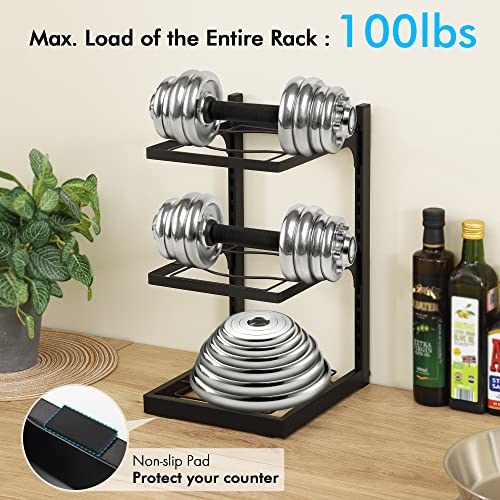 KES Pots and Pans Organizer Adjustable Pot Rack Metal Pan Holder, Heavy Duty Cookware Organizer Pot Rack Organizer Pot Storage Matte Black, KUR510-BK