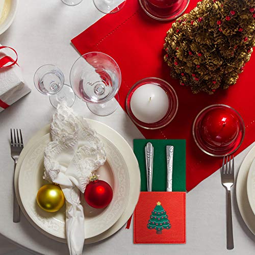 ziidoo 6Pcs Christmas Table Decorations,Christmas Silverware Holders,Cutlery Bags for Knife, Fork and Spoon in Xmas Party Dinner Table Dinnerware Decorations
