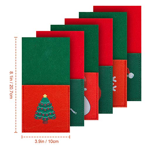 ziidoo 6Pcs Christmas Table Decorations,Christmas Silverware Holders,Cutlery Bags for Knife, Fork and Spoon in Xmas Party Dinner Table Dinnerware Decorations