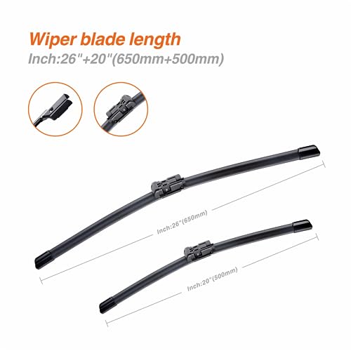 WOWIPER Factory Wipers for Volvo S60 2011-2018 S80 2007-2016 V60 2013-2014+More, 26"/20" (PACK of 2) Top Lock 19mm Windshield Wiper Blades