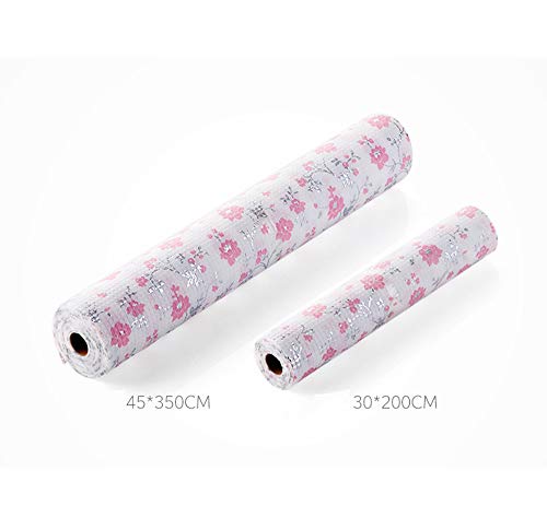 GLOW4U Decorative Floral Foam Non-Adhesive Shelf Liner for Drawer Refrigerator Kitchen Cabinets Pantry Cupboard Closet (Pink, 17.7x137 Inches)