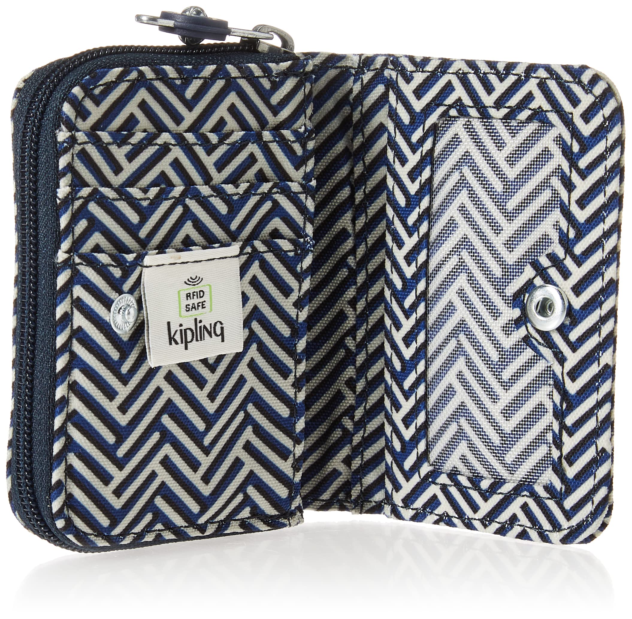 Kipling Womens Women's Tops Wallet, Compact, Practical, Nylon Travel Card Holder Small Wallet, Urban Chevron, 3''L x 4''H x 1''D